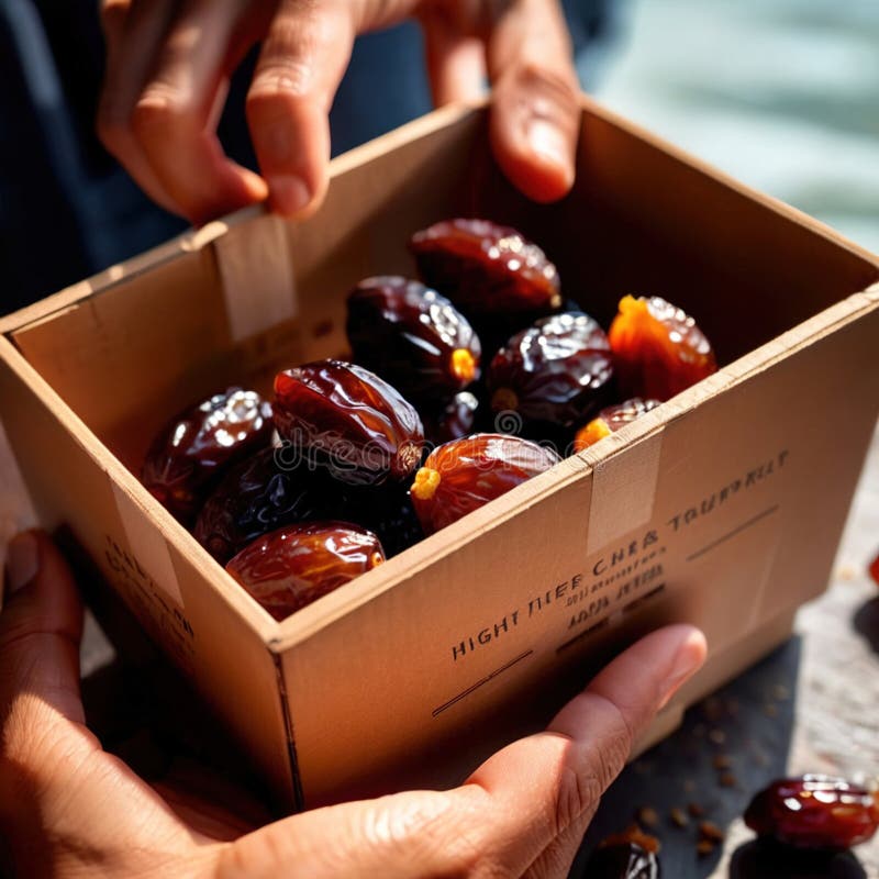 Close-up of Hands Holding Dates into a Box Stock Illustration ...