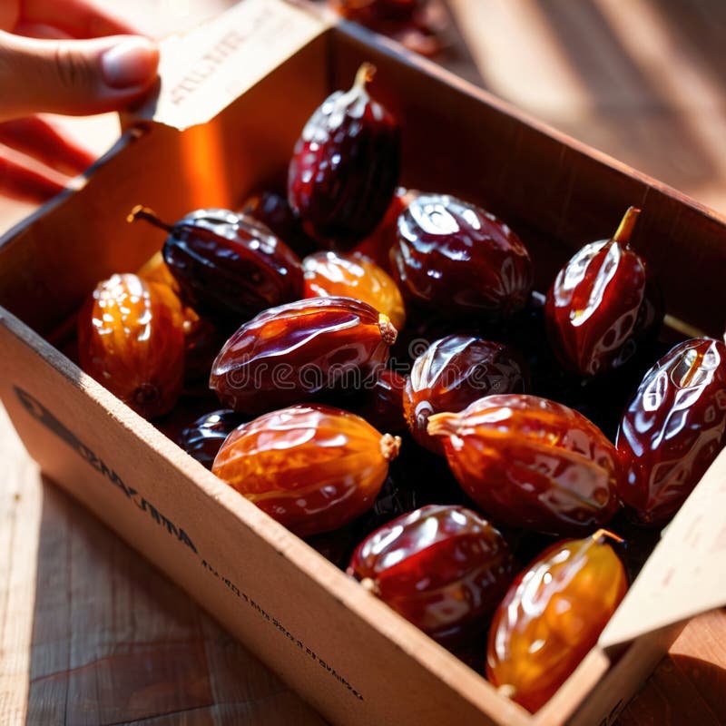 Close-up of Hands Holding Dates into a Box Stock Illustration ...