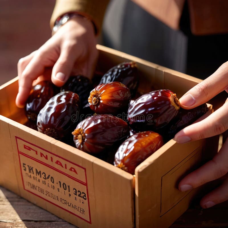 Close-up of Hands Holding Dates into a Box Stock Illustration ...