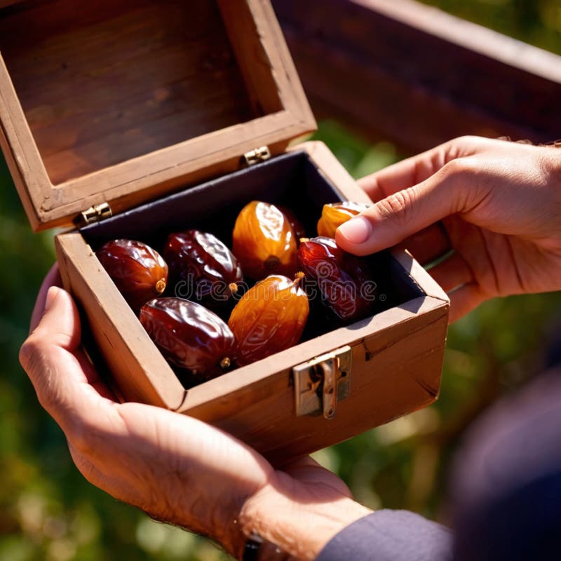 Close-up of Hands Holding Dates into a Box Stock Illustration ...
