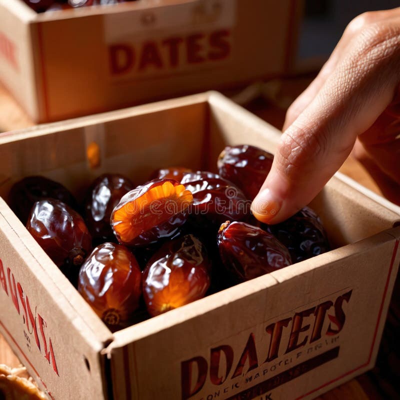 Close-up of Hands Holding Dates into a Box Stock Illustration ...