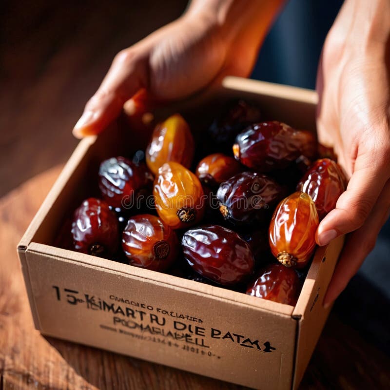 Close-up of Hands Holding Dates into a Box Stock Illustration ...