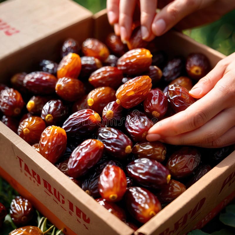 Close-up of Hands Holding Dates into a Box Stock Illustration ...