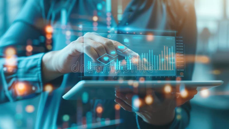 A Close-up of Hands Holding a Digital Tablet with Sales Report ...