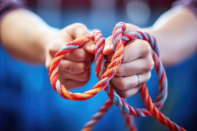 Close-up of Hands Holding Double Dutch Ropes, Blurred Background Stock ...