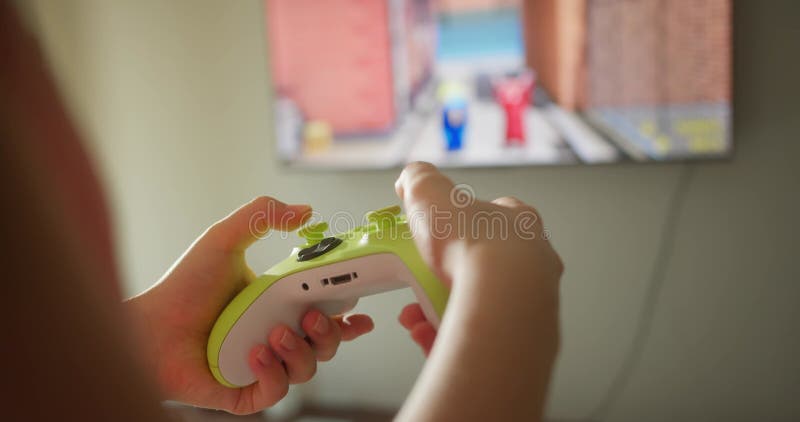 Using Controller Playing Video Games - Close Up of Hands and Joypad ...