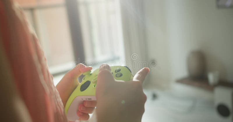 Using Controller Playing Video Games - Close Up of Hands and Joypad ...