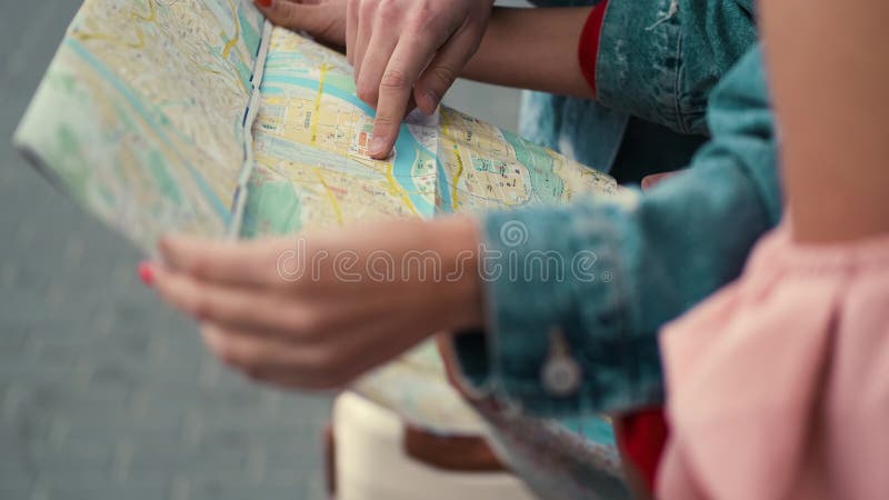 Close-up of Hands Holding Map Stock Video - Video of girlfriend, group ...