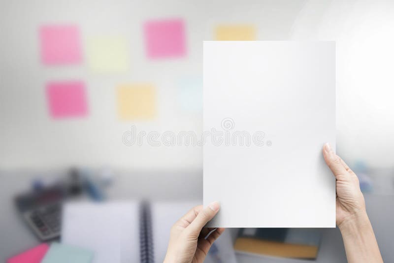 Close Up Hands Holding Paper A4 Size for Work at Desk Office Top View ...