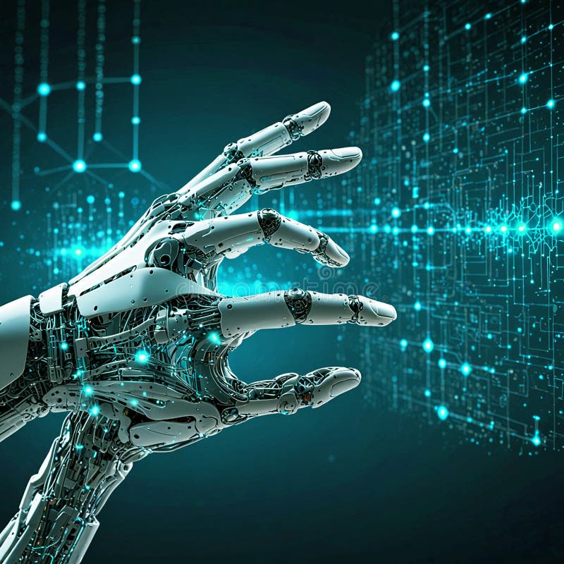 Close Up of Hands of a Humanoid Artificial Intelligence, Generative AI ...