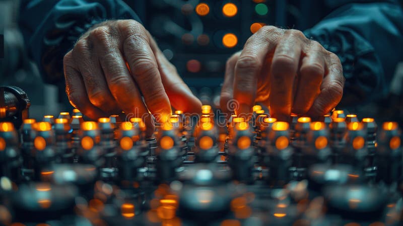 Hands on Control Panel.Precision at Your Fingertips Stock Illustration ...