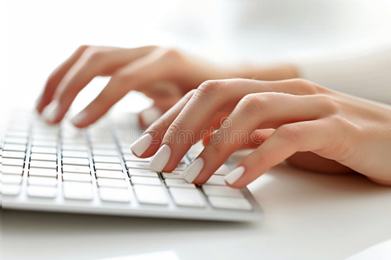 Close-up of Hands on a Keyboard Stock Illustration - Illustration of ...