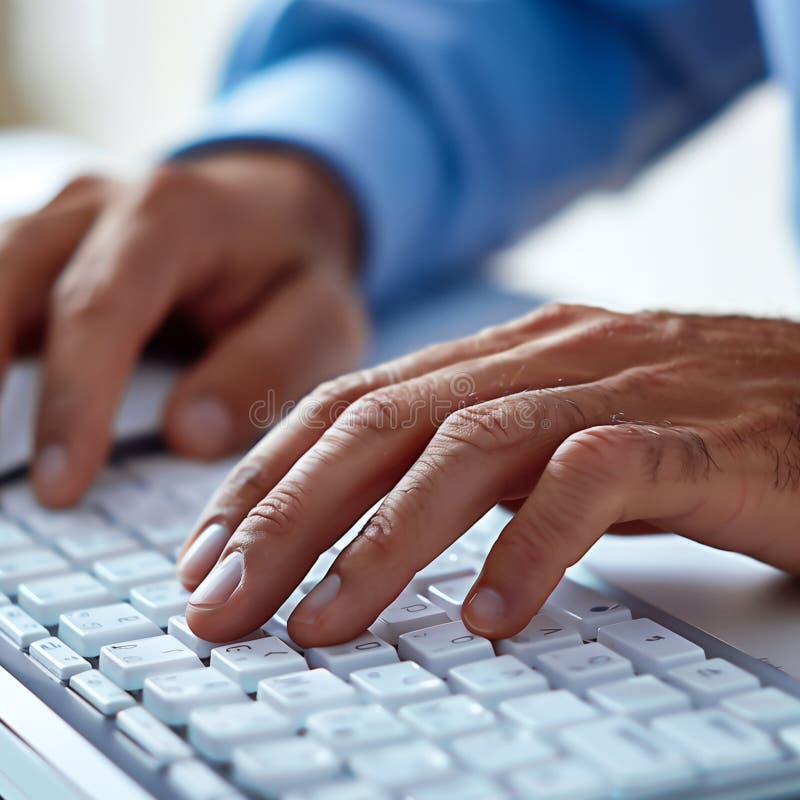 Close-up of Hands on a Keyboard of a Desktop Computer or Laptop Stock ...
