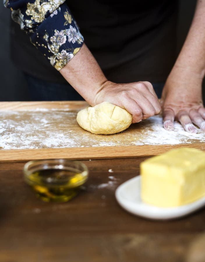 Close Up of Hands Kneading Dough for Pastry Stock Photo - Image of ...