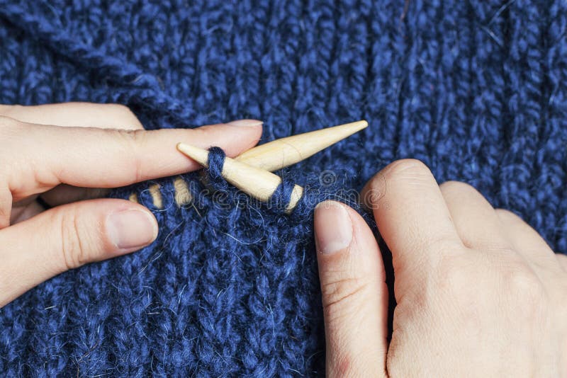 Close Up of Hands Knitting. Process of Stock Image - Image of cozy ...