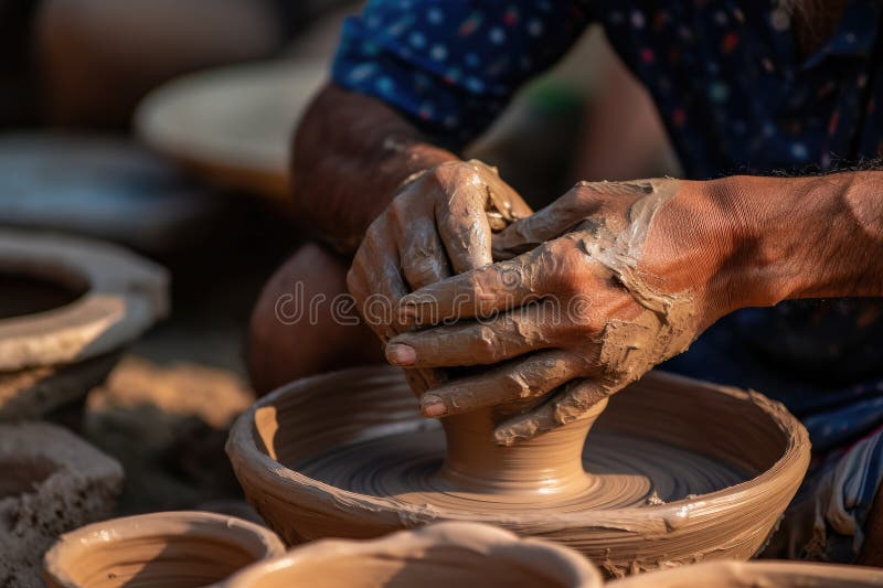 Close-up of Hands Making Clay Pots Stock Illustration - Illustration of pots, shaping: 294565404