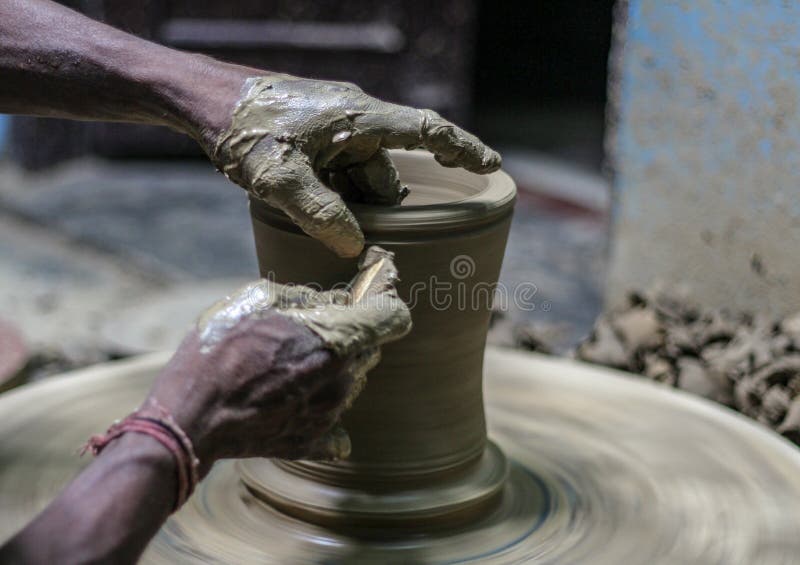 Close Up of Hands Making a Pot with Mud Stock Photo - Image of potter ...