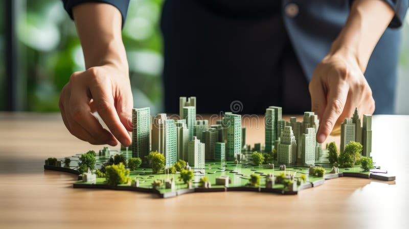 Close Up Hands of Male Architects or Developer Analysing Joint Project ...