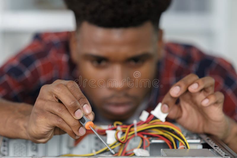 Male Computer Engineer Installing Blade Server in Chassis Stock Photo ...