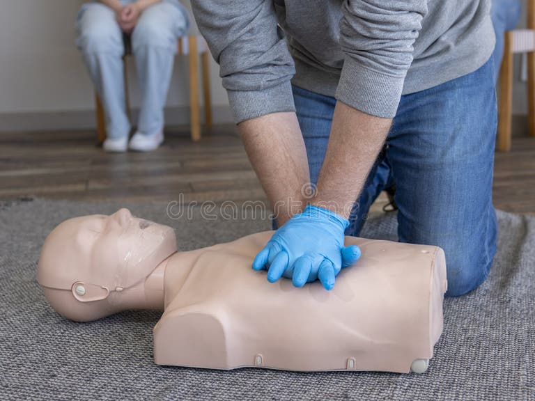 Close-up of Hands. Male Student Practicing Proper Chest Compression Technique Stock Image ...