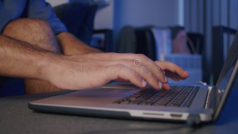 Close-up, the Hands of a Male Video Editor are Processing on a Laptop ...