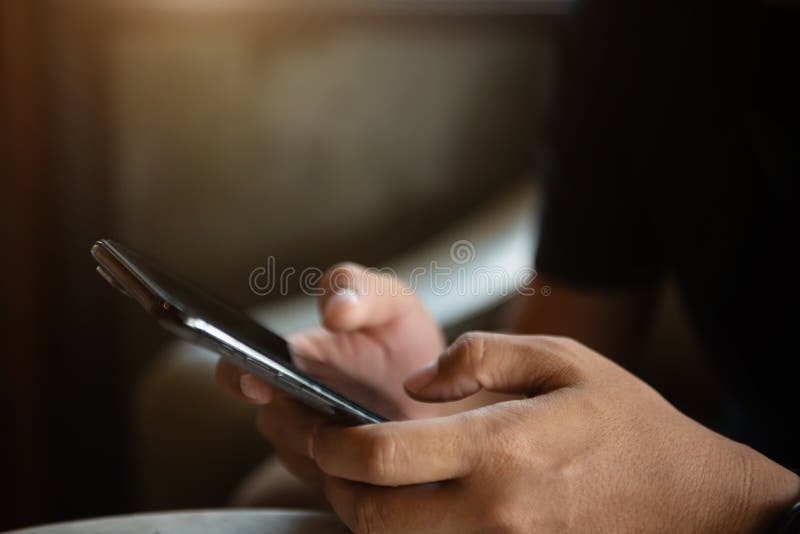 Close Up Hands Multitasking Man Using Cellphone Connecting Wifi Stock ...