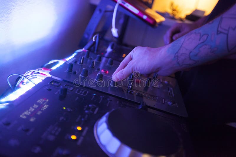 Close Up of Hands of a Music Technician Working on the Studio Stock ...