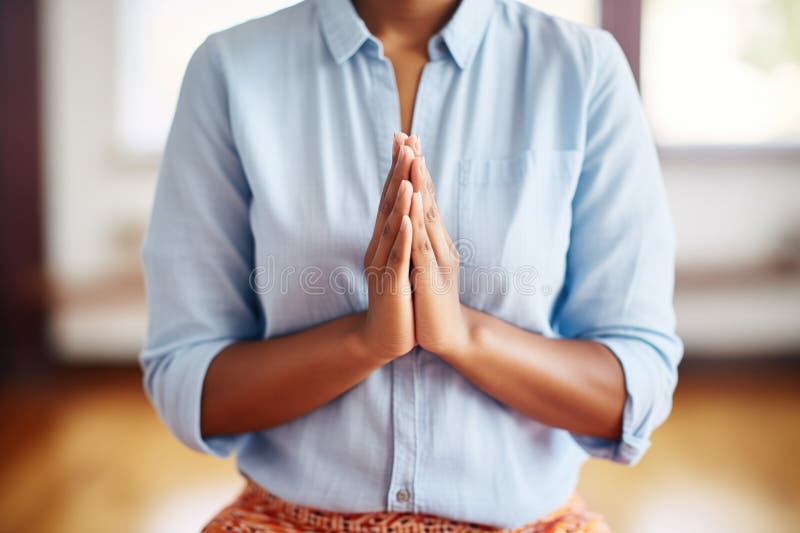 Close-up on Hands in the Namaste Position Stock Illustration ...
