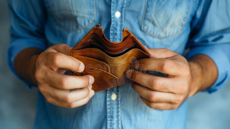 A Man Holding an Empty Wallet. AI Generated Stock Image - Image of ...