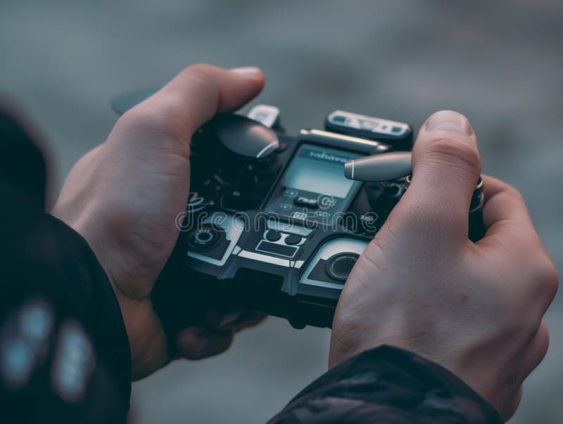 Close-up of Hands Operating Drone Remote Control Stock Image - Image of ...