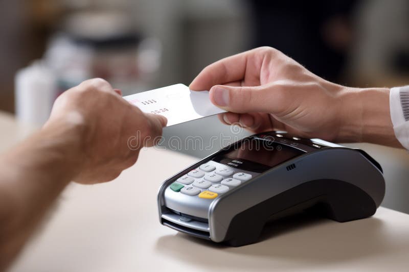Close Up of Hands Paying with a Card at a POS Stock Photo - Image of ...