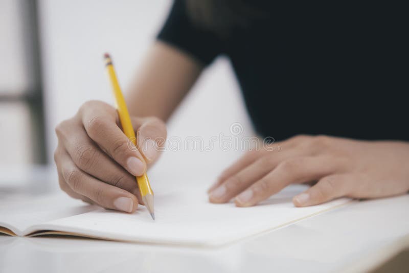 Close Up Hands with Pen Writing on Notebook Stock Photo - Image of ...