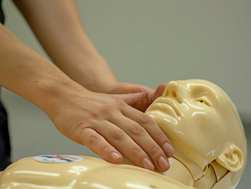Close-up of Hands Performing CPR on a Training Mannequin. Stock ...