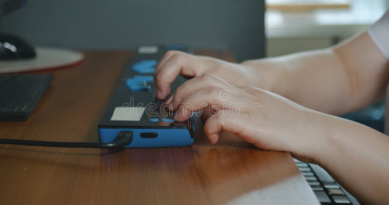 Close-up Hands of Person with Blindness Disability Using Computer ...