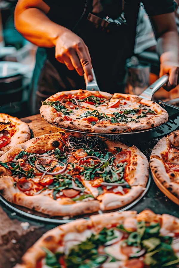 Close-up of Hands of a Pizza Chef, Preparing a Pizza, Vertical Image ...