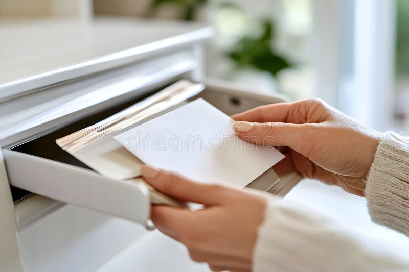 Close-up of Hands Placing a Letter into a Mailbox, Emphasizing Mail ...