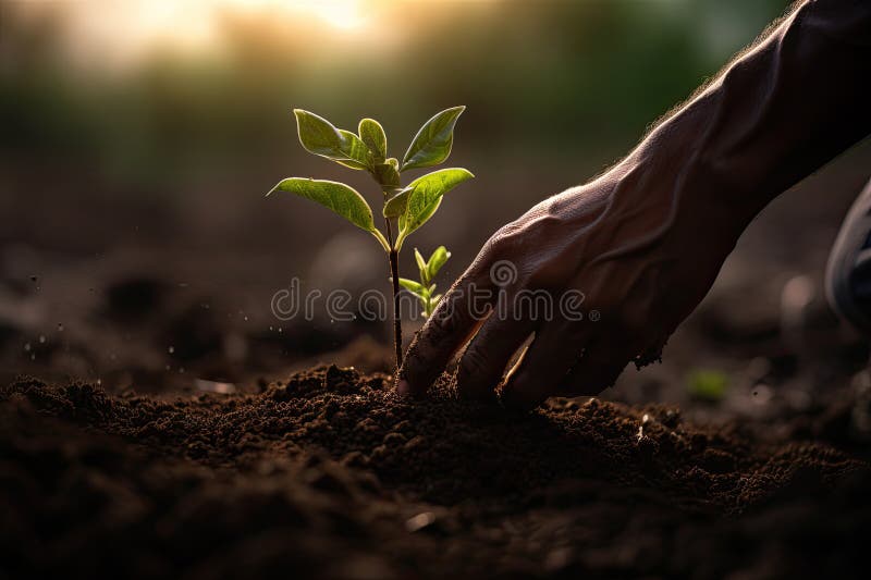 Close-up of Hands Planting Tree - AI Generated Stock Illustration ...