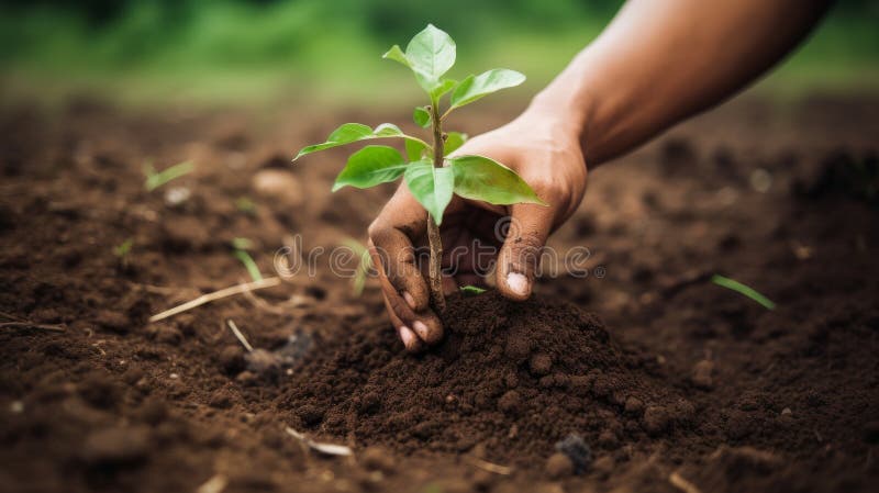 Close-up of Hands Planting a Tree Stock Illustration - Illustration of ...