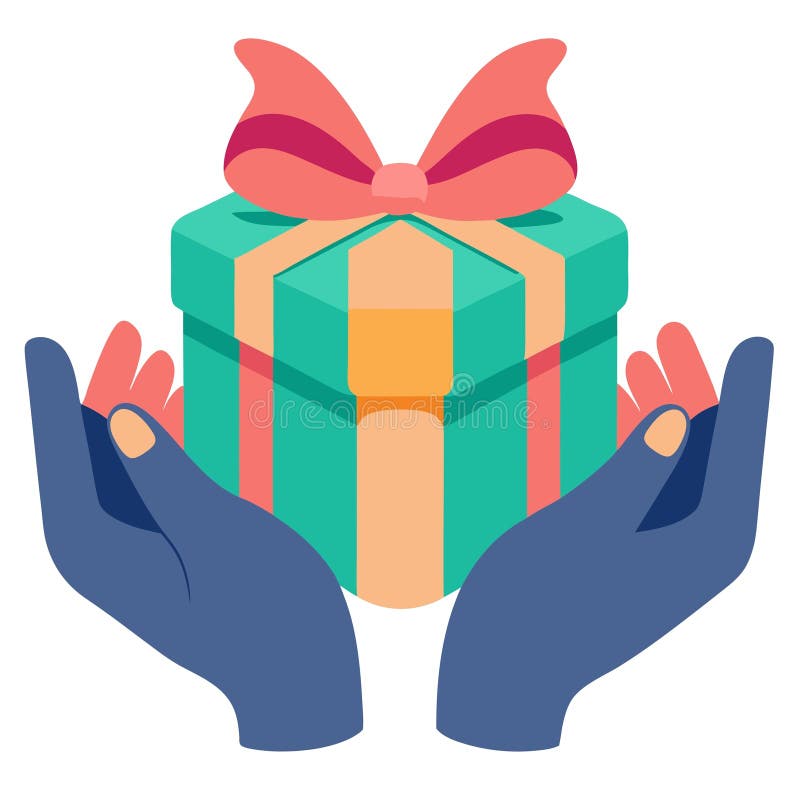 Close-up of Hands Presenting a Beautifully Wrapped Gift Box. Image ...