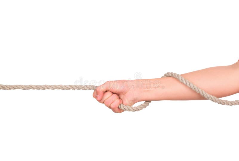 Hands Pulling Rope To Opposite Sides Stock Photo - Image of copy, rope ...