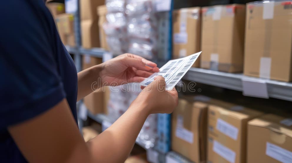 Close-up of Hands Scanning Barcode Labels Stock Illustration ...