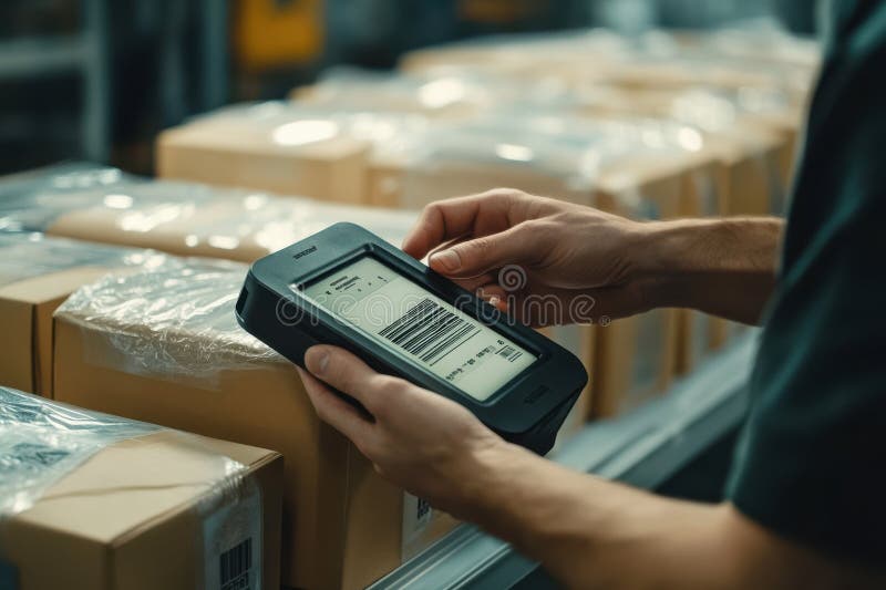 Close Up Hands Scanning Barcode Package Warehouse Stock Photos - Free ...