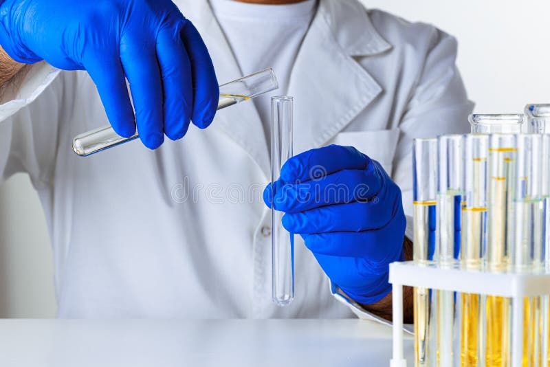 Close Up of Hands of a Scientist Working with Laboratory Samples Stock ...