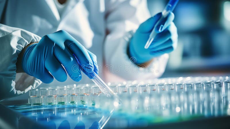A Close-up of the Hands of a Scientist Working with Test Tubes in a ...