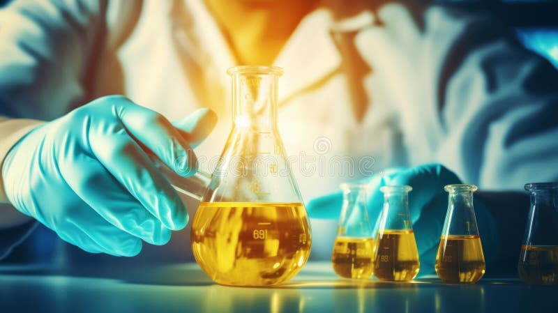 A Close-up of the Hands of a Scientist Working with Test Tubes in a ...
