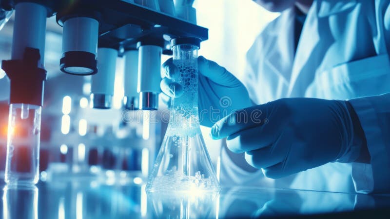 A Close-up of the Hands of a Scientist Working with Test Tubes in a ...