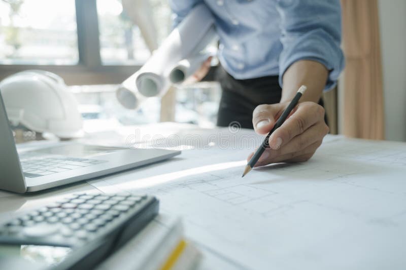 Engineer, Architects Working Alone. Stock Image - Image of laptop ...
