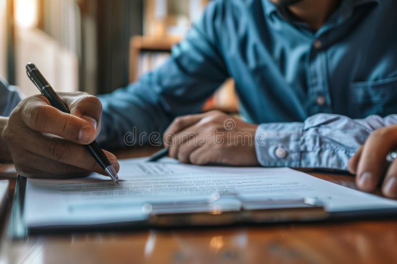 Closeup of Hands Signing Documents Stock Illustration - Illustration of ...