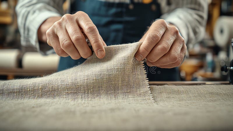 A Close-up of Hands Skillfully Working with Fabric in a Textile ...