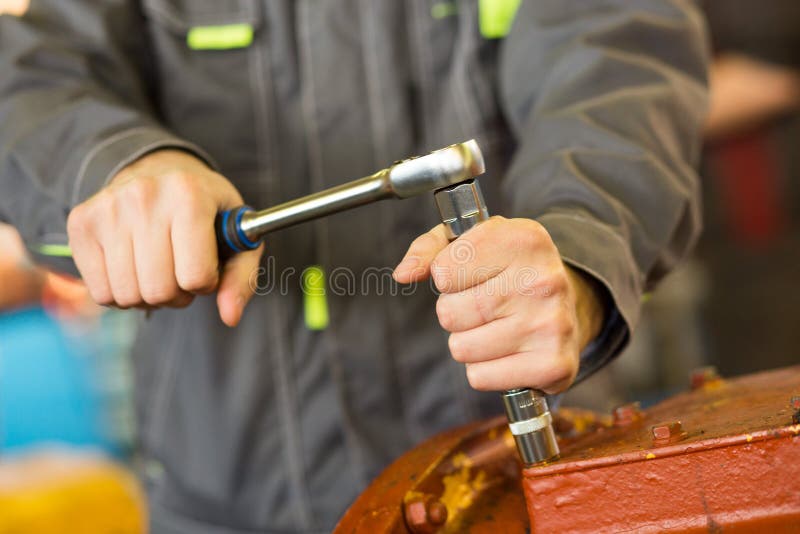 Close-up of Hands with a Spanner Stock Photo - Image of work, service ...